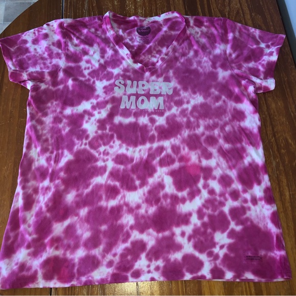 Life Is Good | Tops | Life Is Good Super Mom Pink Tie Dyed Shirt Xl ...